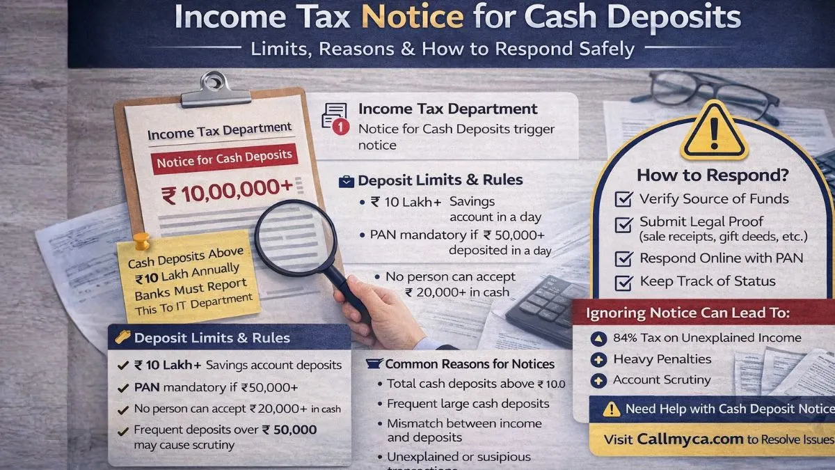 Income Tax Notice for Cash Deposits: Limits, Reasons & How to Respond ...